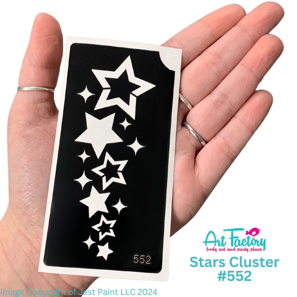 Art Factory Glitter Tattoo Stencil 552 Stars Cluster 5 Pack