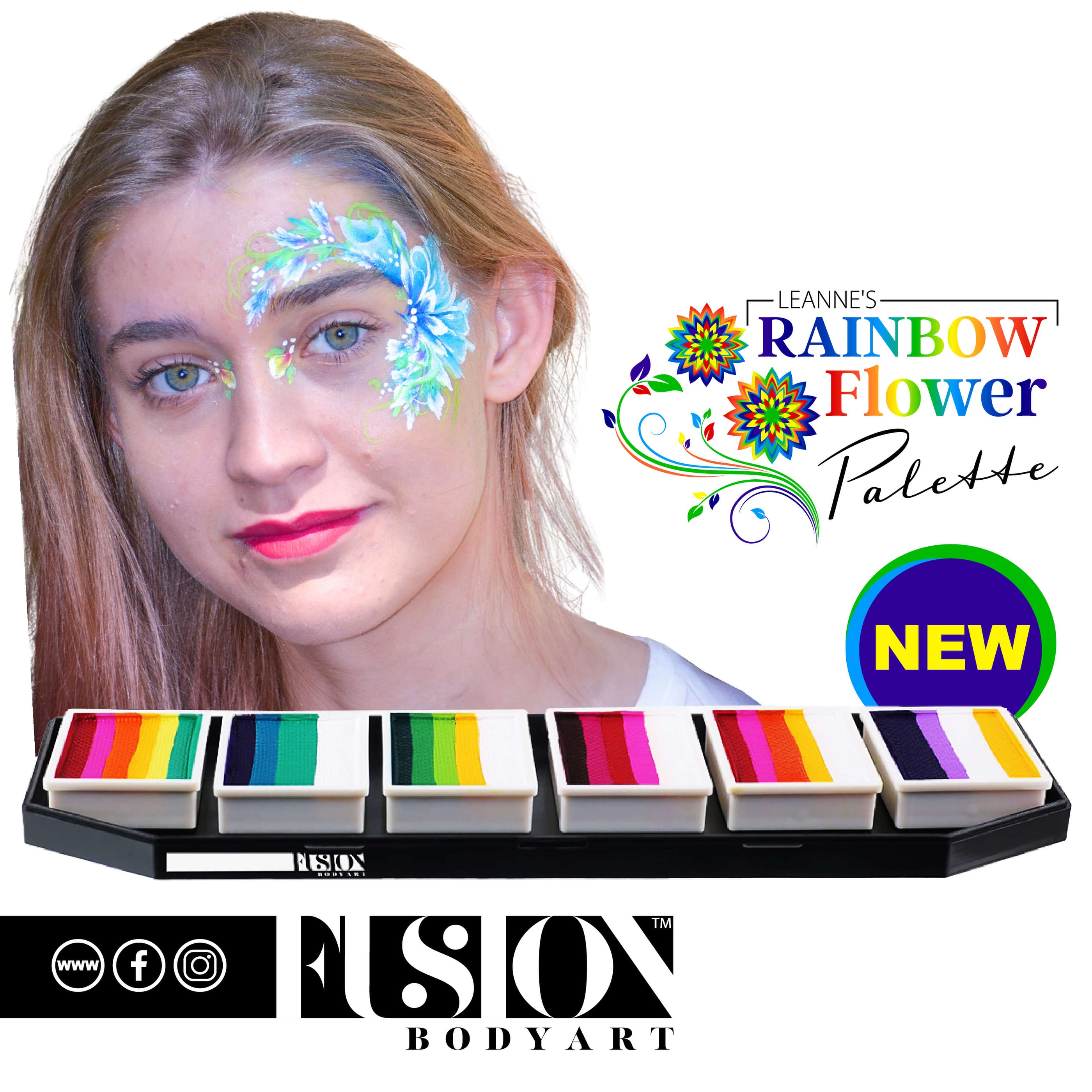 Fusion Body Art | Face Painting Palette - Leanne's Rainbow Flower ...