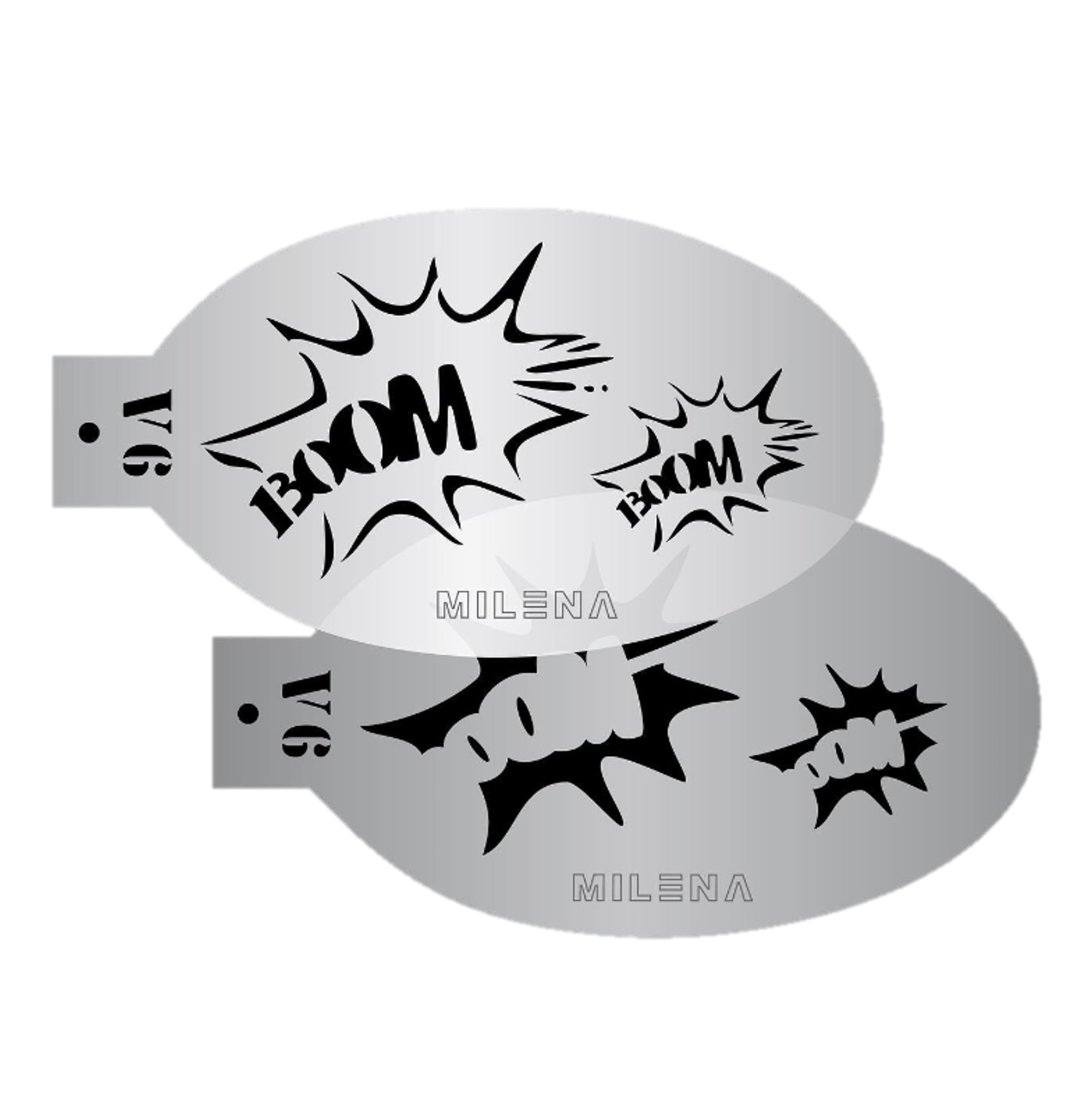 MILENA STENCILS | Face Painting Stencil - (BOOM! Comic Pop Art Text) V ...