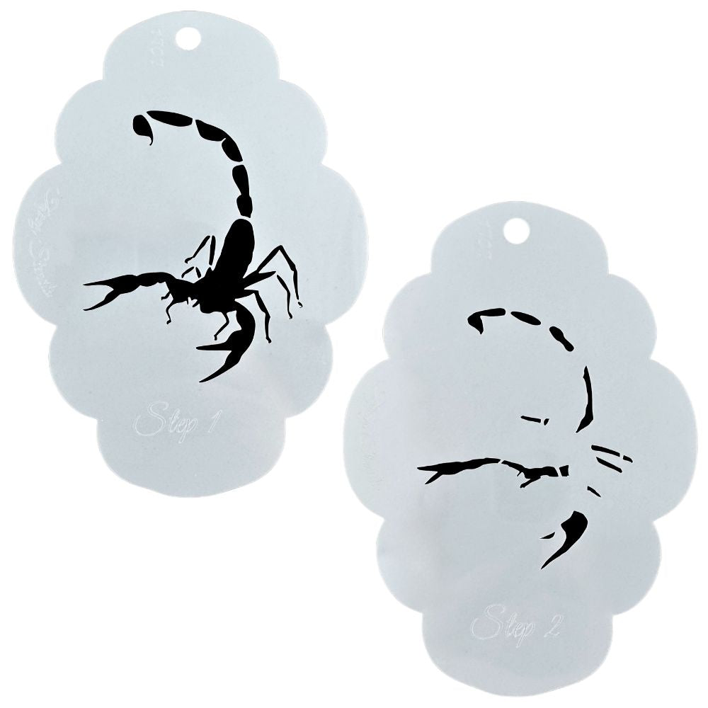 Topaz Stencils | Face Painting Stencil - BIG Scorpion Sting 2 pc Set b ...
