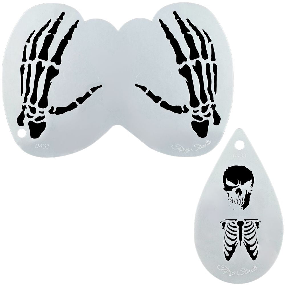 Topaz Stencils | Face Painting Stencil - BIG Skeleton Hands Flutter Ey ...