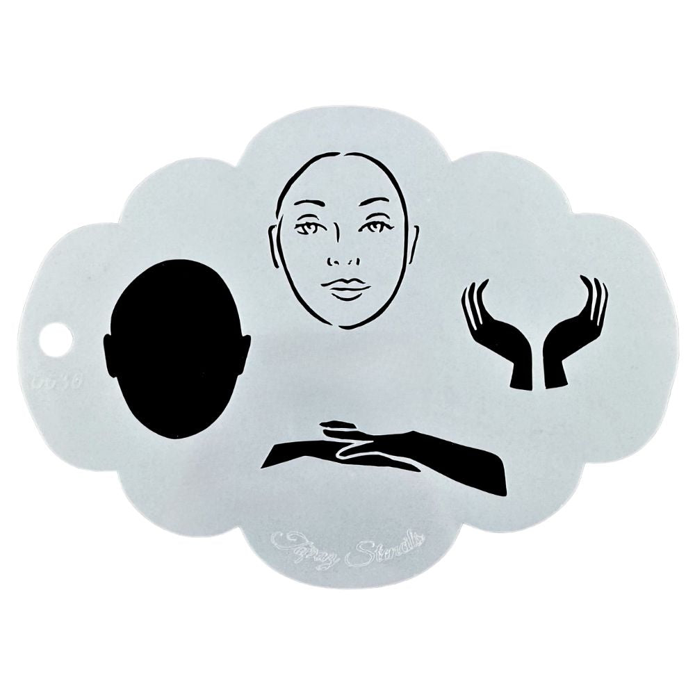 Topaz Stencils | Face Painting Stencil - Feminine Face and Hands #1 (0 ...