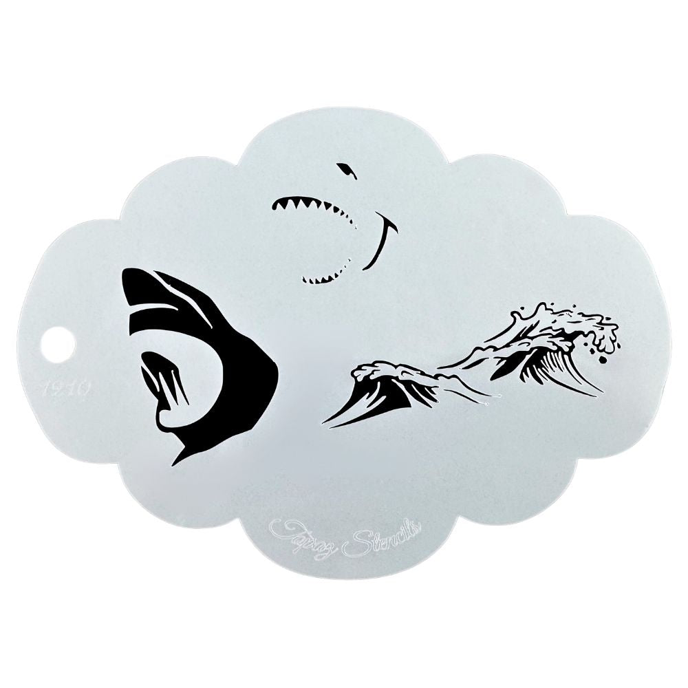 Topaz Stencils | Face Painting Stencil - Shark Attack (01210) — Jest ...