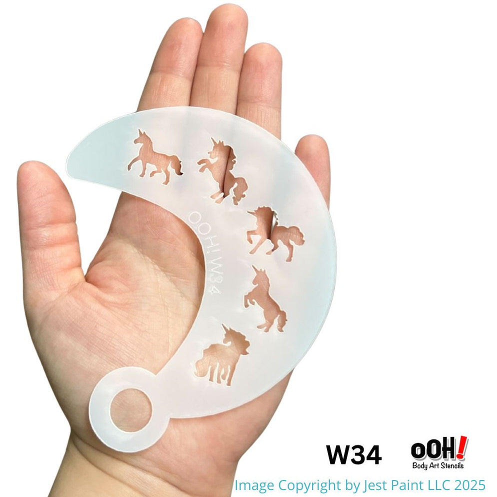 Ooh! Face Painting Stencil | Unicorn Wrap (W34) — Jest Paint - Face ...
