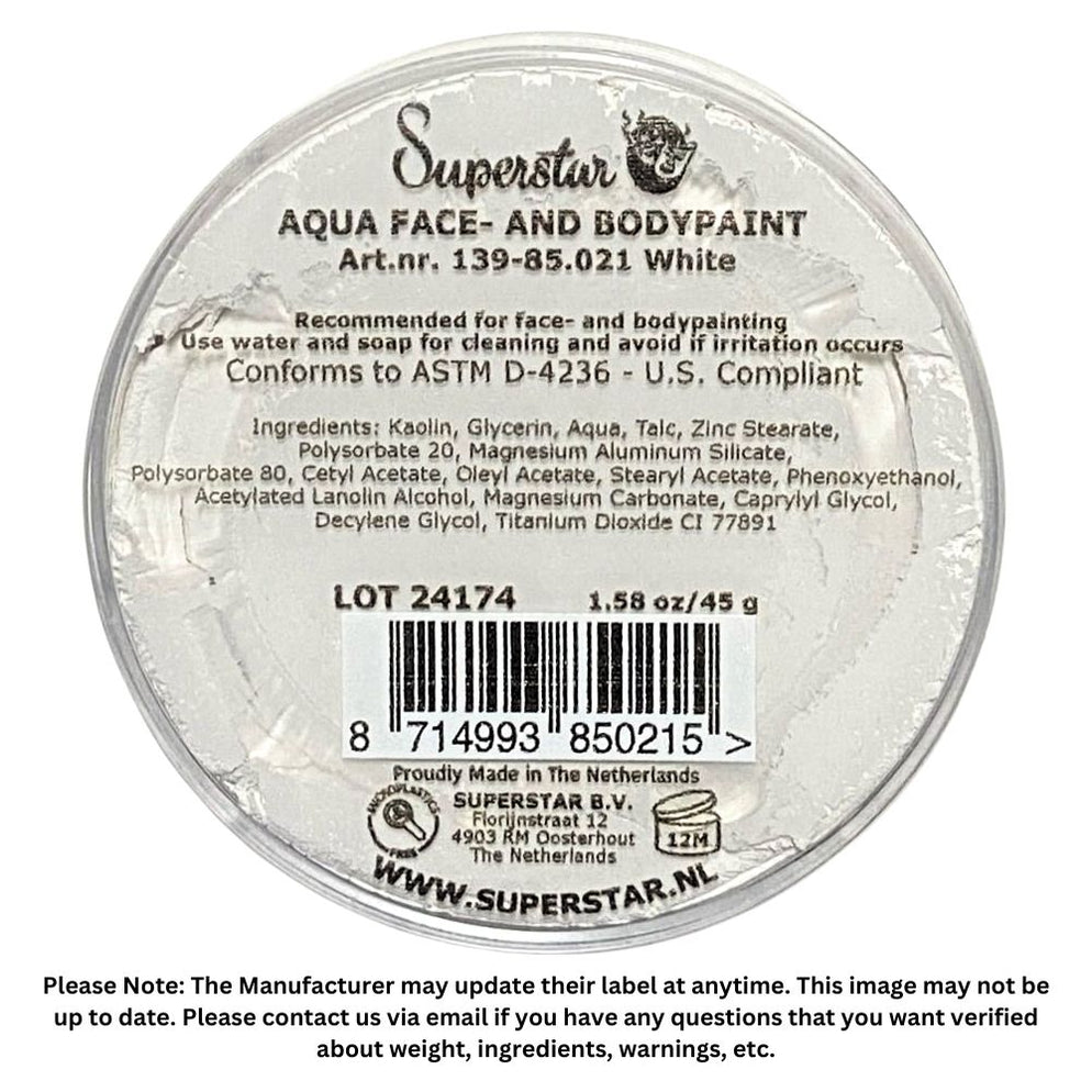 Superstar Face Paint | (BASE) White 021 - 45gr — Jest Paint - Face ...