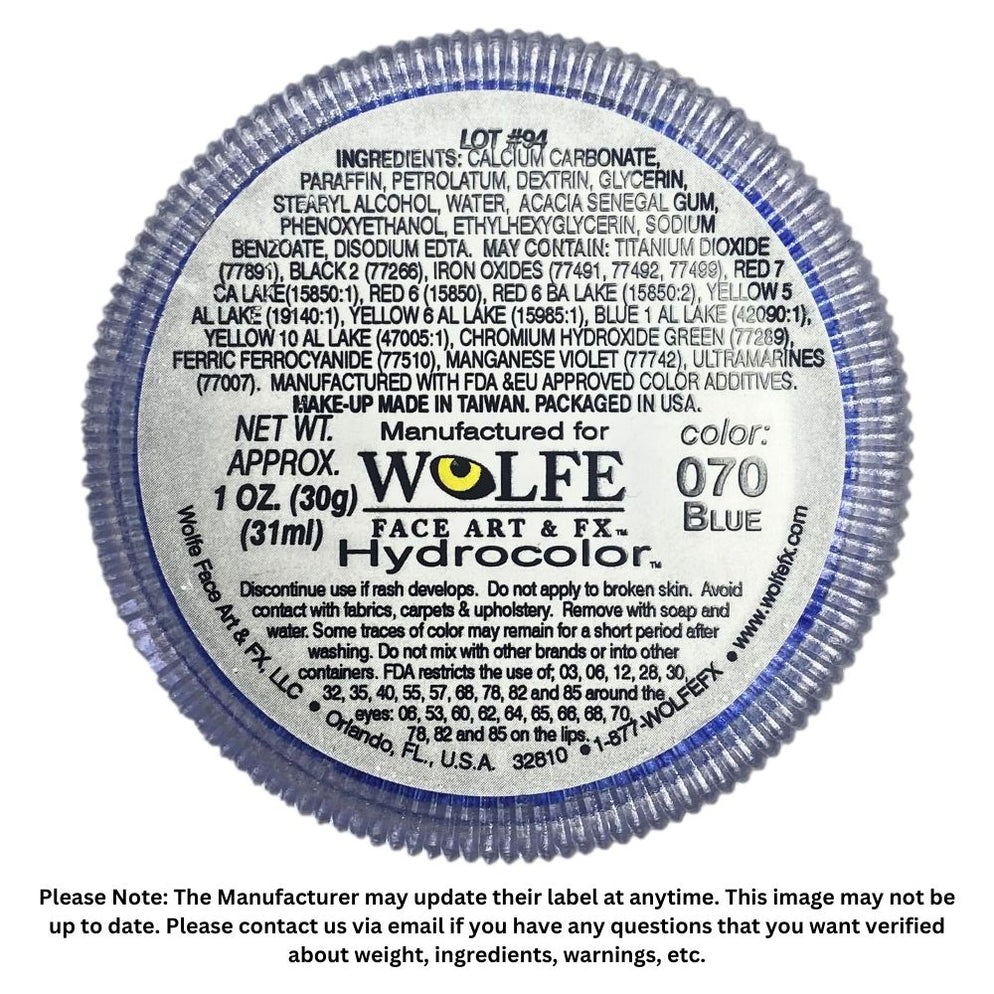Wolfe FX Face Paint - Essential Blue 30gr (070) — Jest Paint - Face ...