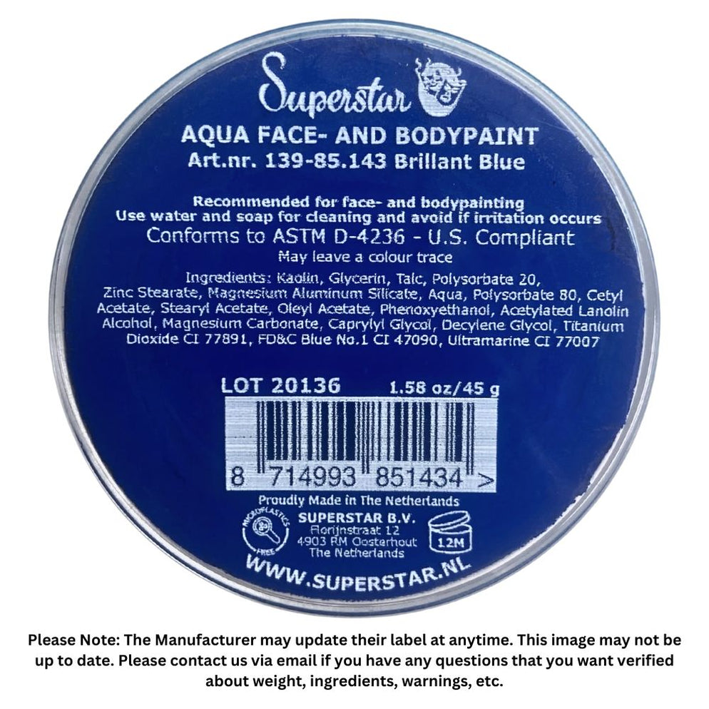 Superstar Face Paint | Brilliant Blue 143 - 45gr — Jest Paint - Face ...
