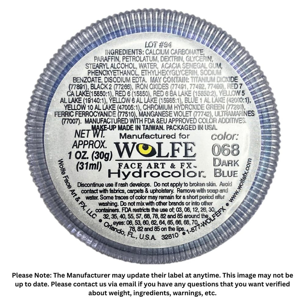 Wolfe FX Face Paint - Essential Dark Blue 30gr (068) — Jest Paint ...