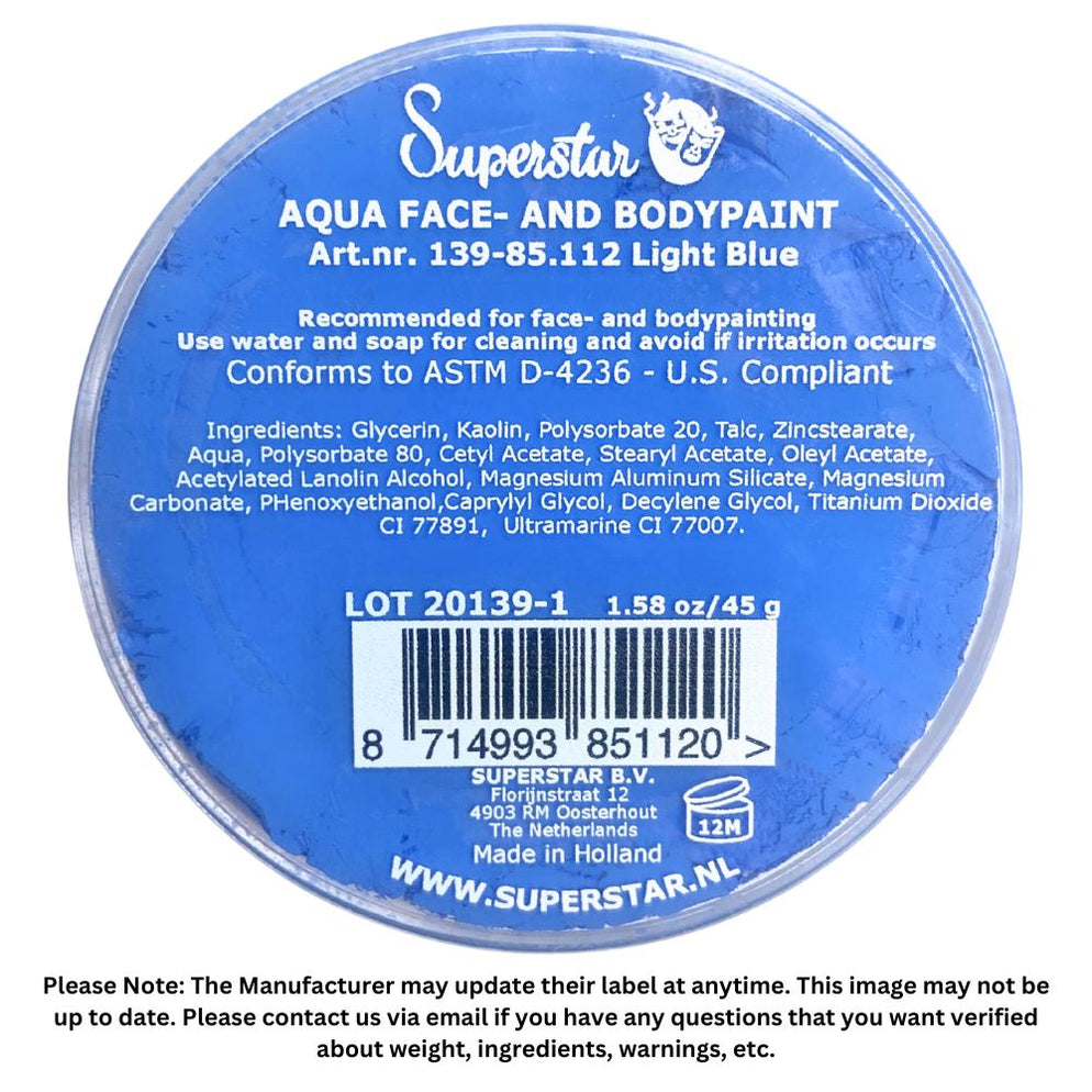 Superstar Face Paint | Light Blue 112 - 45gr — Jest Paint - Face Paint ...