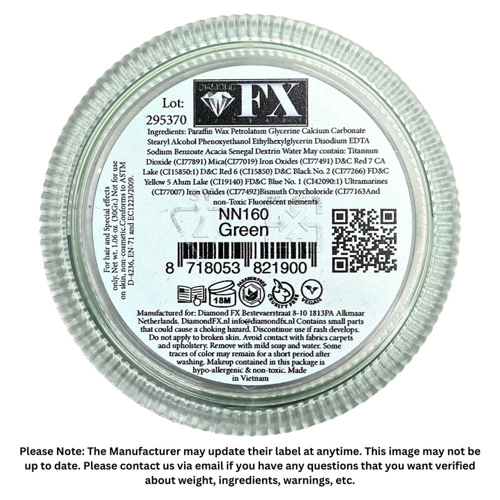 Diamond FX Paint - Neon Green 30gr (SFX - Non Cosmetic) — Jest Paint ...