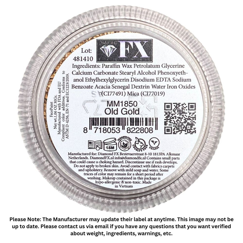 Diamond FX Face Paint - Metallic Old Gold 30gr — Jest Paint - Face ...