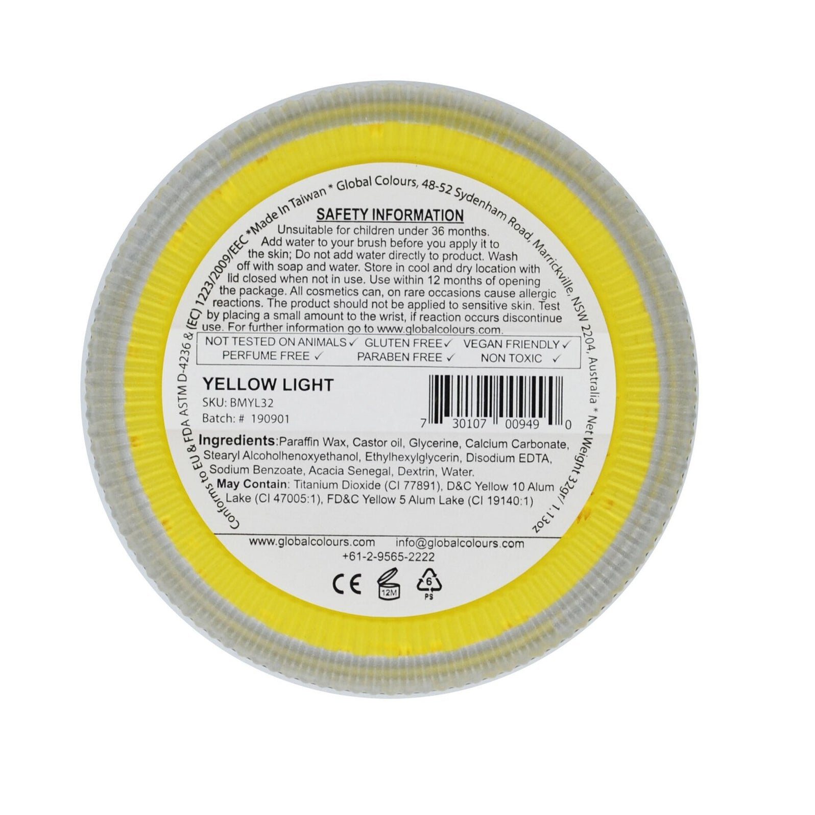 Global Colours Body Art | Face and Body Paint - NEW Standard Light Yel ...