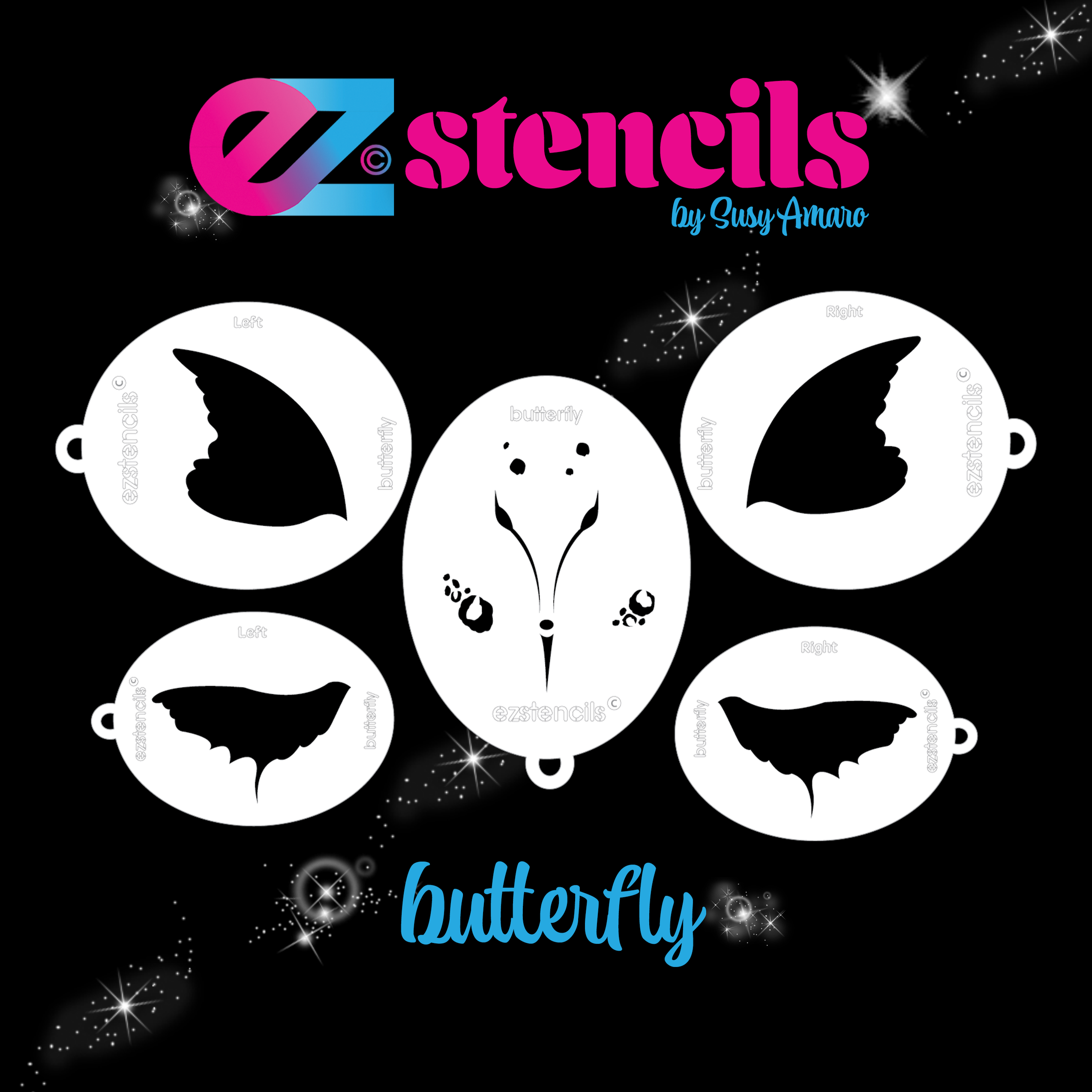 EZ STENCILS by Susy Amaro | 9 Piece Butterfly Stencil Set — Jest Paint ...