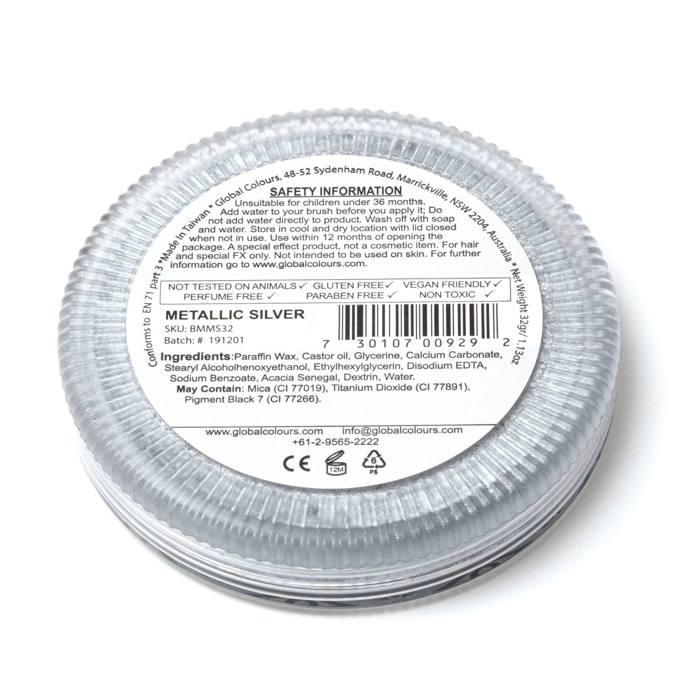 Global Body Art Face Paint - NEW Metallic Silver 32gr — Jest Paint ...