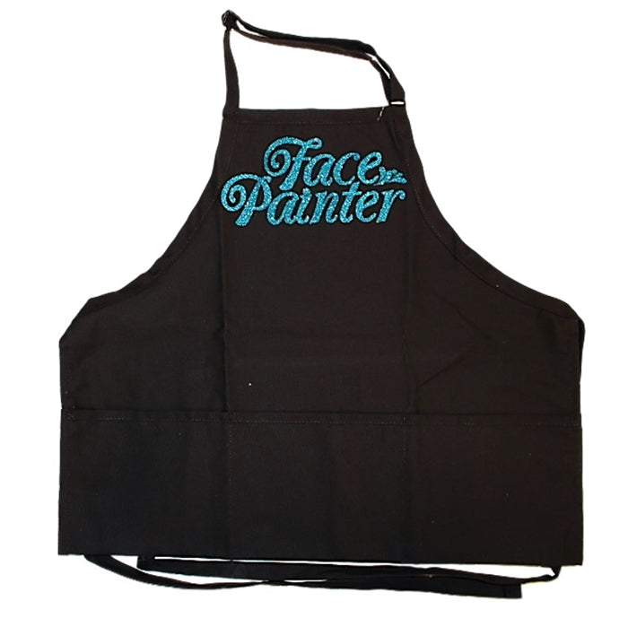 Art Factory | Black Apron with Aqua Cursive Glitter Text - FACE PAINTE ...